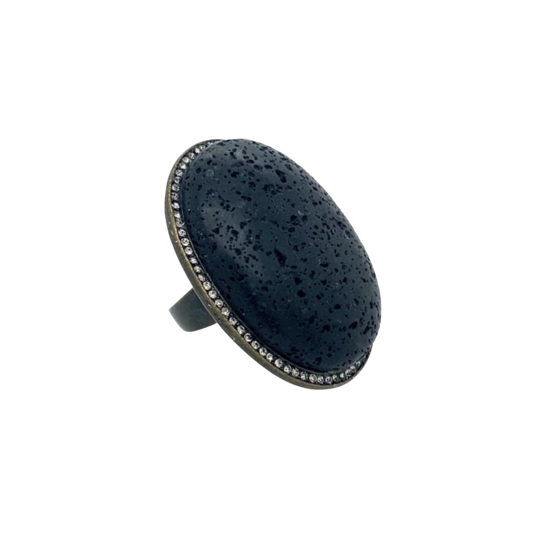 Oversized Oval Cabochon Ring - Lava Stone | AVIV